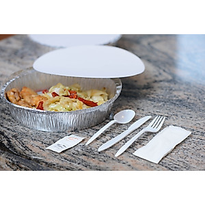 EcoQuality (500 Pack) - 9 Inch Disposable Round Aluminum Foil Take-Out Pans with Board Lids Set - Disposable Tin Containers, Perfect for Baking, Cooking, Catering, Parties, Restaurants