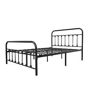 YALAXON Vintage Sturdy Full Size Metal Bed Frame with Headboard and Footboard Basic Bed Frame No Box Spring Needed，Black