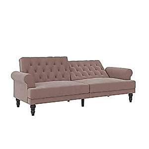 Novogratz Cassidy Upholstered Futon, Blush Velvet