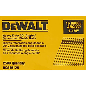 DEWALT Finish Nails, 20-Degree, 1-1/4-Inch, 16GA, 2500-Pack (DCA16125)
