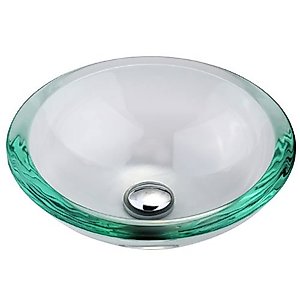 Kraus GV-150-19mm Clear 34mm edge Glass Vessel Bathroom Sink