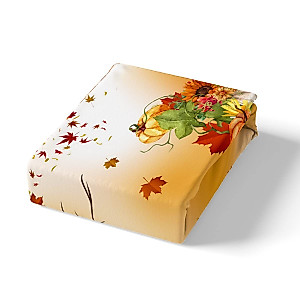 Fall Pumpkin Bedding Duvet Cover Set Halloween Themed Bedding Set Boys Girls Maple Leaves Decor Comforter Cover Set Microfiber Pumpkin Festival Bedspread Cover Bedroom Bedclothes King Size