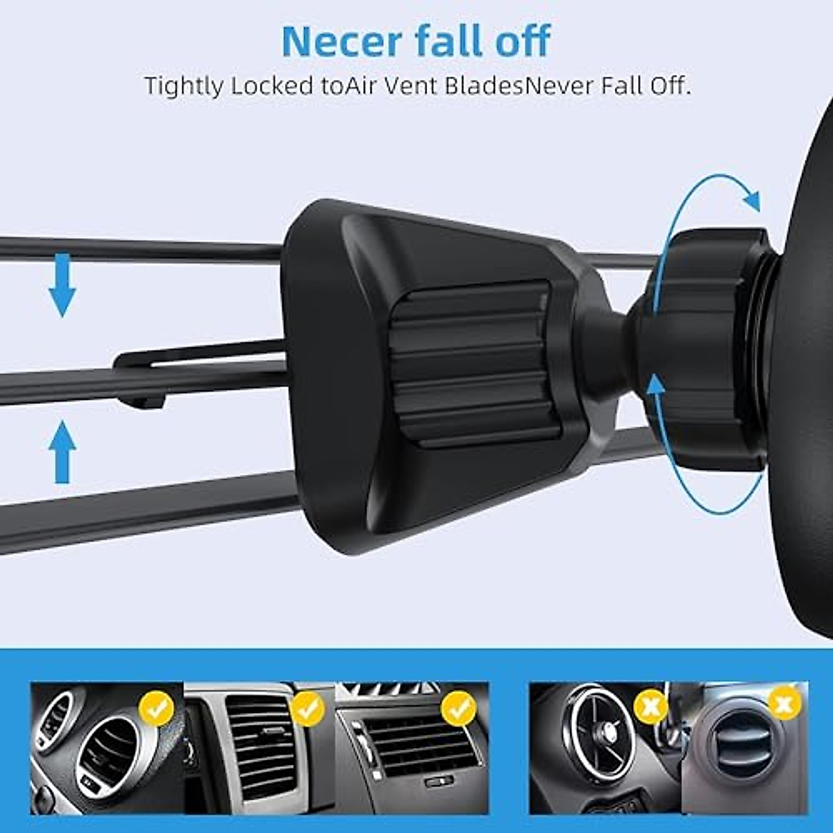 XWXELEC Magnetic Wireless Car Charger for Magsafe Mount iPhone16/15/14/13/12 /Pro/Max/Plus/Mini, Stick on Dashboard/Clip to Air Vent Phone Holder, 15W Fast Charging