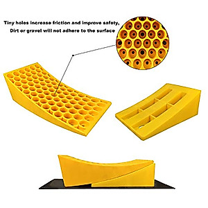 HOXWELL Heavy Duty RV Leveling Blocks Wheel Chocks Leveler, Rubber Non Slip Base Without Rope for Travel Trailers, Car, Camper, Truck 2 Pack Yellow