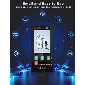 QLUUE Digital Multimeter, 5999 Counts Multimeter with Smart Mode, NCV Test, DC/AC Voltmeter Tests Voltage, Resistance, Frequency, Continuity and Live Cables, Multi Tester for Household, Automotive