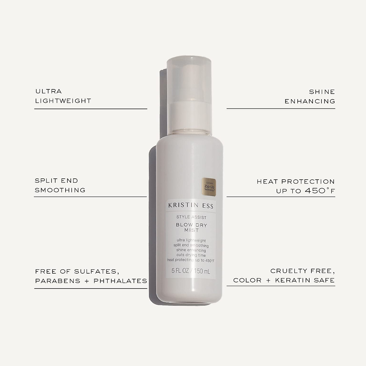 Kristin Ess Heat Protection Blow Dry Spray for Hair - Frizz Control + Anti-Humidity - Thermal Heat Protectant & Blowout Spray 450 Degrees - Adds Shine, Smooths, & Anti-Frizz - Pear Fragrance