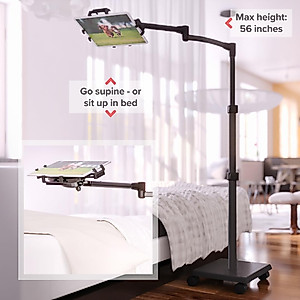 LEVO G2 Deluxe iPad Rolling Floor Stand Cart Kiosk for Residential and Commercial use iPads, iPad Mini, iPad Pro, Galaxy, Nexus, Surface Pro, Fire, and Other Tablets and eReaders Gunmetal Color