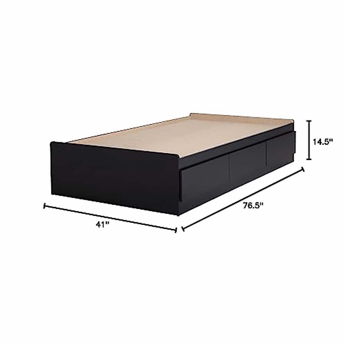 South Shore Step One Mates Bed with 3 Drawers, Twin, Pure Black