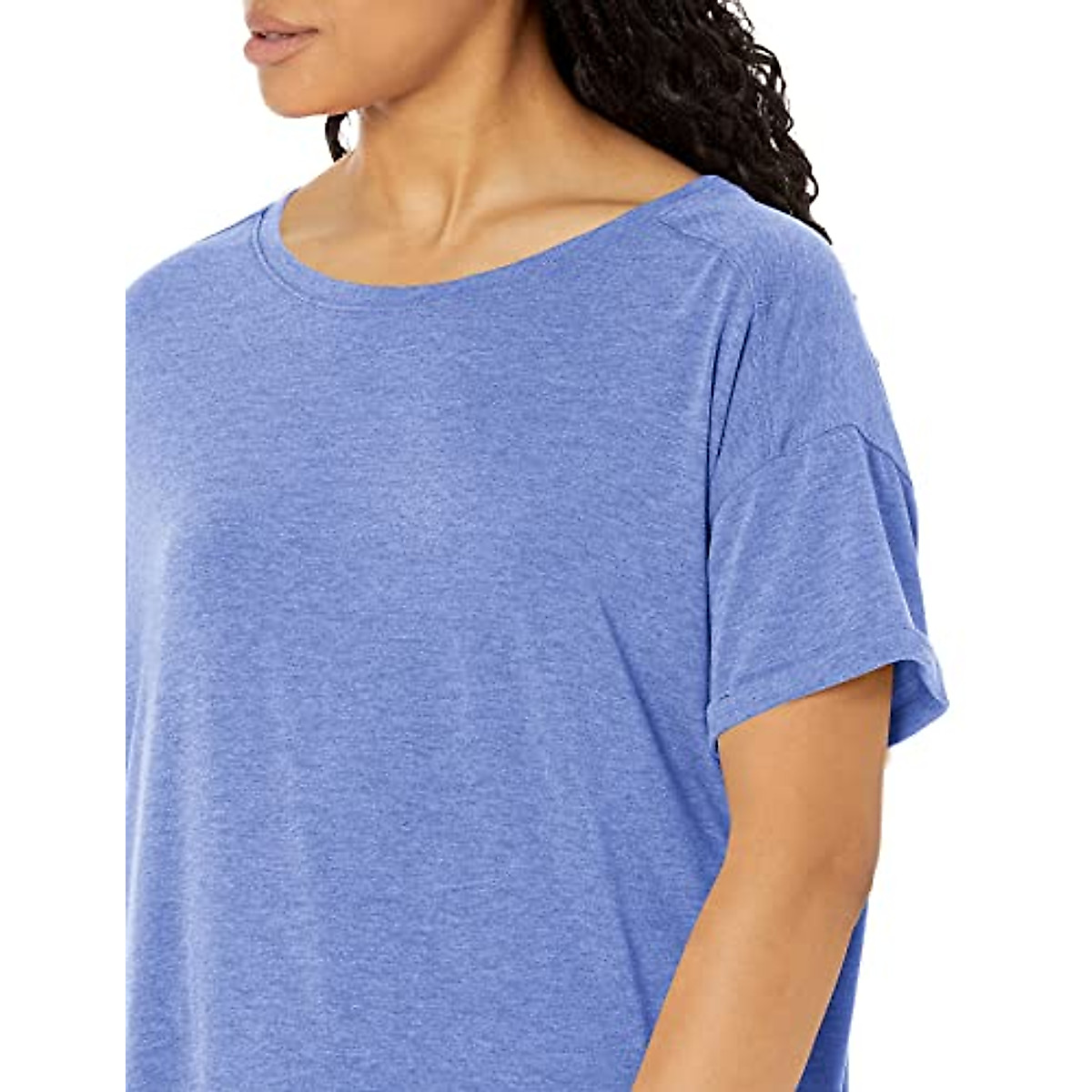 Amazon Essentials Women's Studio Relaxed-Fit Lightweight Crewneck T-Shirt (Available in Plus Size), Bright Blue Heather, XX-Large