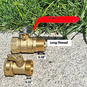 HQMPC Garden Hose Shut Off Valve Ball Valve 3/4" GHT Water Hose Shut Turn Off Valve Heavy Duty Hose On Off Valve Brass Shut Off Valve Hose Ball Valve 1Pc Long Handle