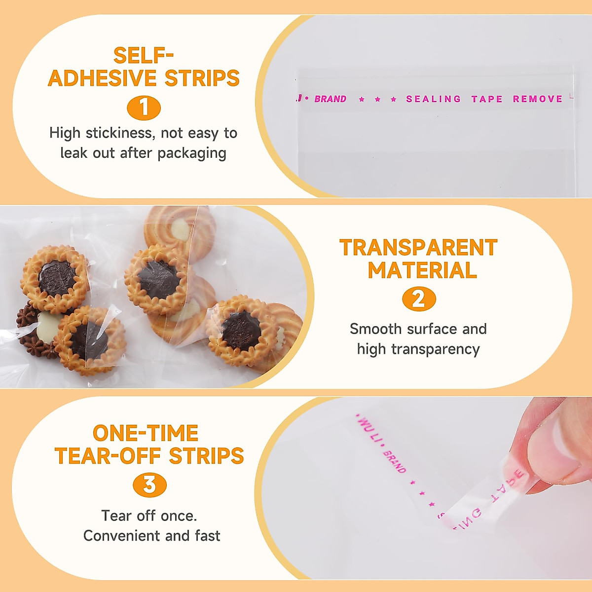 200 Pcs 4x6 Self Sealing Cellophane Bags, 4 x 6 inches Clear Cookie Bags with Seal, Small Resealable Individual Cello Bags for Cookie Packaging Gift Giving, Candy, Pretzels, Treats and Party Flavors