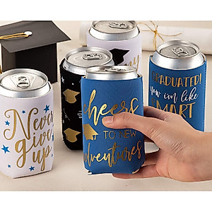 12 oz Graduation Neoprene Can Cooler Sleeves for Soda, Beer, Beverages (12 Pack)