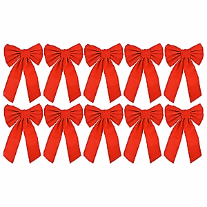 Red Velvet Christmas Bow 9-inch X 16-inch, 10 Pack of Holiday Bows