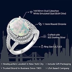 Gem Stone King 925 Sterling Silver 14X10MM Oval Gemstone Birthstone Ring For Women | Wedding Engagement Anniversary Promise Ring For Women | Available In Size 5, 6, 7, 8, 9