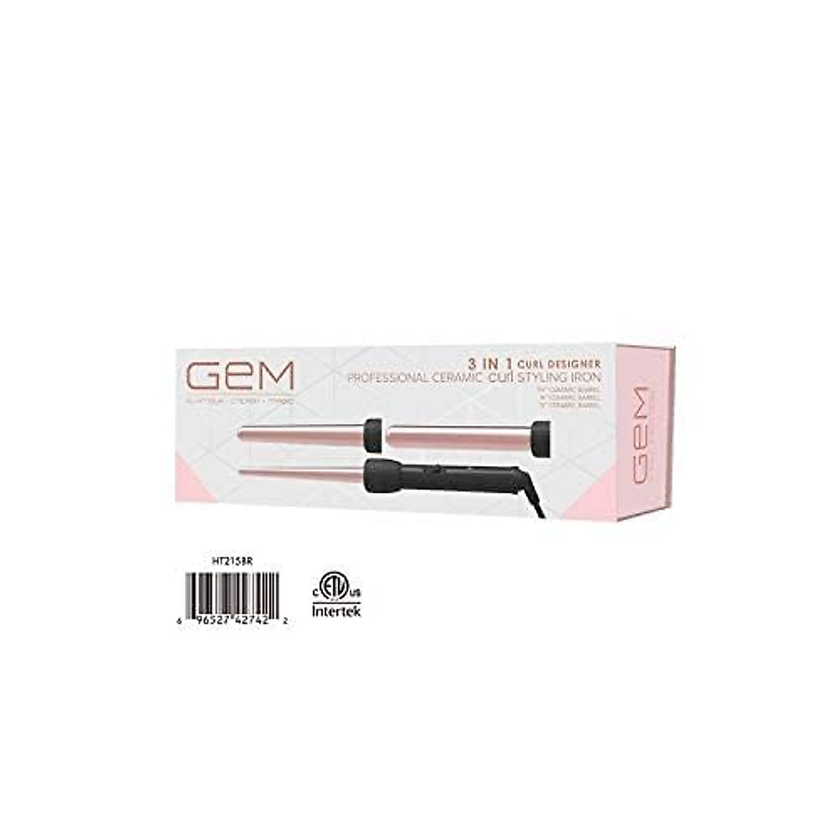 GEM 3 in 1 CURL Designer Professional Ceramic Curler Styling Iron, GEMwith 3 Ceramic Barrels