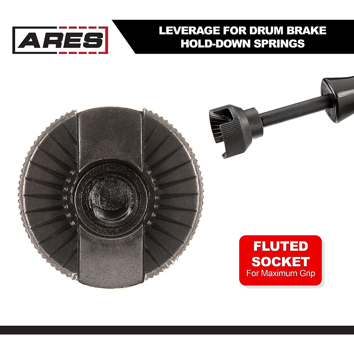 ARES 70191 - Brake Spring Compressor Tool - Provides Leverage to Remove and Install Stubborn Hold-Down Springs of Drum Brakes