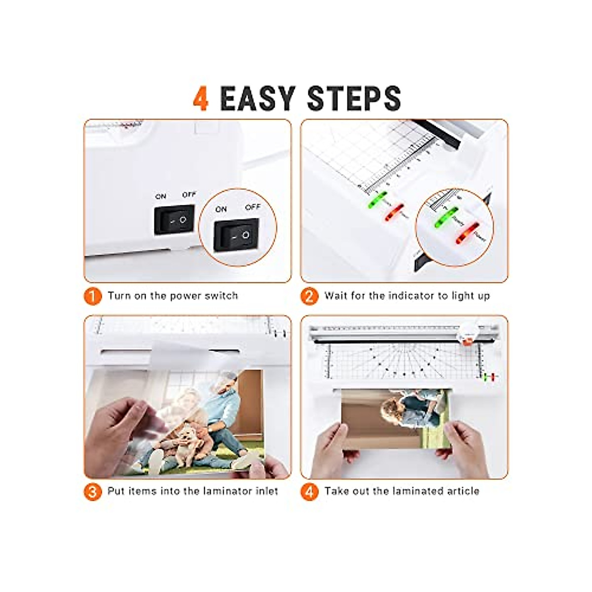 Laminator Machine, 5-in-1 Hot & Cold 40-Second Preheating Laminator for Office/Home Use-MTL02