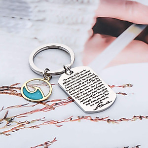 UJIMS Inspirational Quote Gift Ocean Wave Keychain The Waves Of Life Can Be Difficult Encouragement Jewelry for Her (Ocean Wave Keychain)