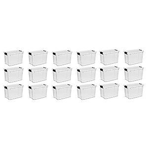Sterilite 30 Quart Clear Plastic Stackable Storage Container Bin Box Tote with White Latching Lid Organizing Solution for Home & Classroom, 18 Pack