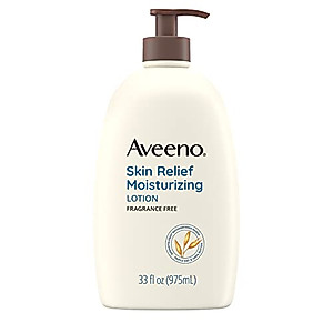 Aveeno Skin Relief Moisturizing Lotion for Very Dry Skin with Soothing Triple Oat & Shea Butter Formula, Dimethicone Skin Protectant Helps Heal Itchy, Dry Skin, Fragrance-Free, 33 fl. oz