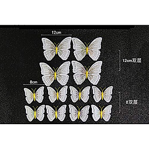 3D Stereo Simulation Flash Butterfly Wall Decoration Living Room Bedroom self-Adhesion Wall Paste Waterproof Creative Refrigerator Sticker (Black)
