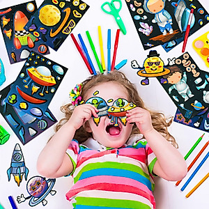 48 Sheets Space Stickers for Kids Planet Make Your Own Stickers Outer Space Sticker Make a Face Astronaut Stickers Solar System Stickers for Birthday Party Favors