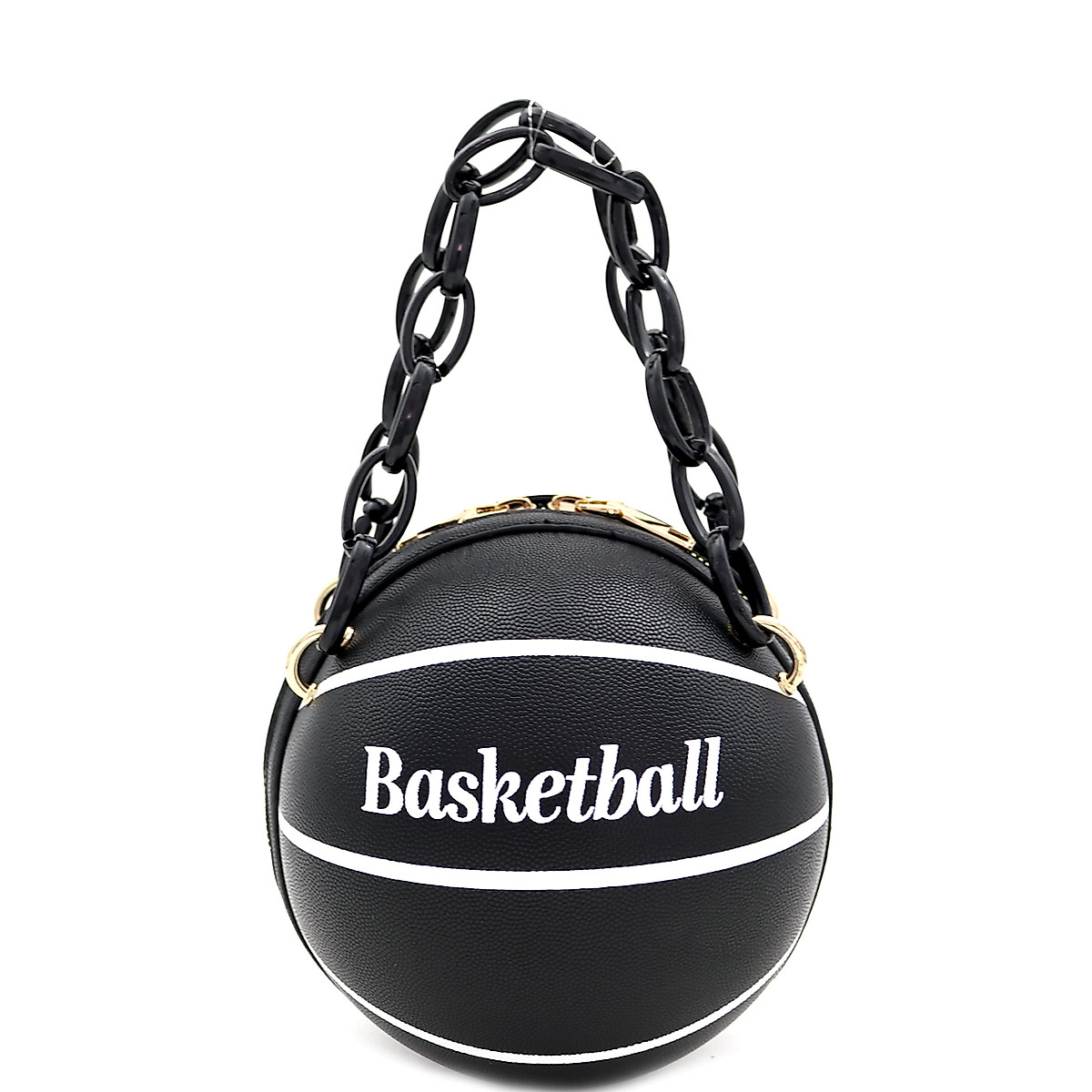 Multicolored Graffiti Print Round Ball Shape Unique Clutch Top-Handle Satchel Handbag (Ball Shape w/Plastic Chain (Smaller) - zBlack)