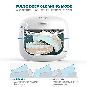 Voraiya®Retainer Cleaner, Ultrasonic Cleaner for Dentures, Aligner, Whitening Trays, Night Dental Mouth Guard,Ultrasonic Jewelry Cleaner Machine,5 minutes/10 Minutes Automatic Timed Shutdown(White-1)