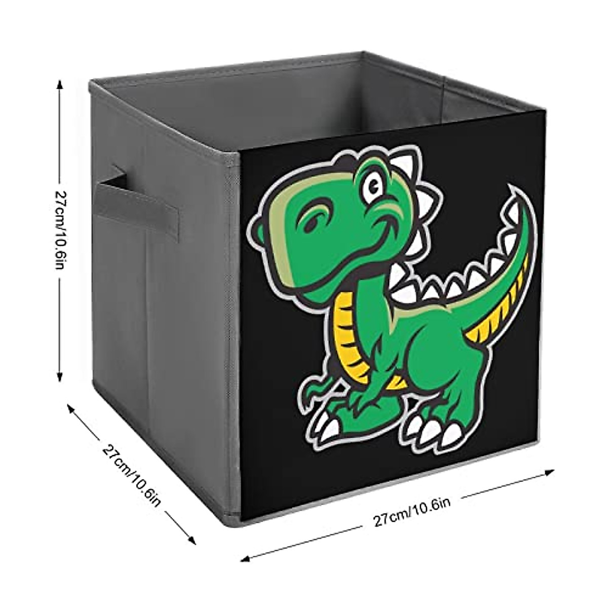 Cartoon Dinosaur Foldable Storage Bins Printd Fabric Cube Baskets Boxes with Handles for Clothes Toys, 11x11x11