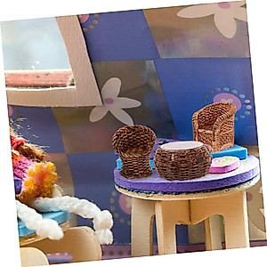 1 Set Mini Table and Chair Model Home Decor Household Items House Decorations for Home Miniature Furniture Tiny House Supplies Doll House Furniture Model Resin Light Brown Hohopeti