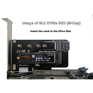 Valuegist PCIe Adapter for One M.2 NVMe Mkey and One SATA Bkey SSD, PCI-e 4.0 X4 Card Supports NGFF M2 M-Key or B-Key (M+B) SSD of Length 2280,2260,2242,2230, PCIe NVMe Adapter with SATA 3.0 Cable