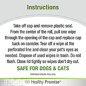 Four Paws Healthy Promise Pet Eye Wipes for Dogs and Cats 25 Count