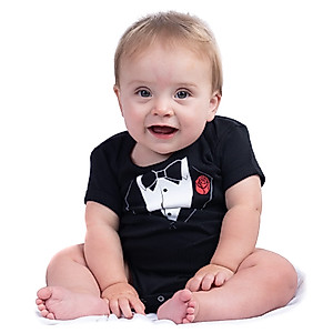 Ann Arbor T-shirt Co. Unisex Baby Tuxedo Baby Funny Infant Humor One Piece-6 Month Black