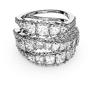 SWAROVSKI Hyperbola Ring, Mixed Cuts, Clear, Rhodium Finished; Size: Us 8; Eu 58