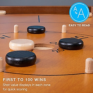 Tournament Crokinole & Checkers | Classic Dexterity Board Game for Two Players | 24 Black & White Discs & Game Board | 27 Inch