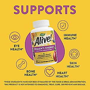 Nature’s Way Alive! Women’s Energy Multivitamin, Supports Whole Body Wellness*, Supports Cellular Energy*, B-Vitamins, Gluten-Free, 130 Tablets