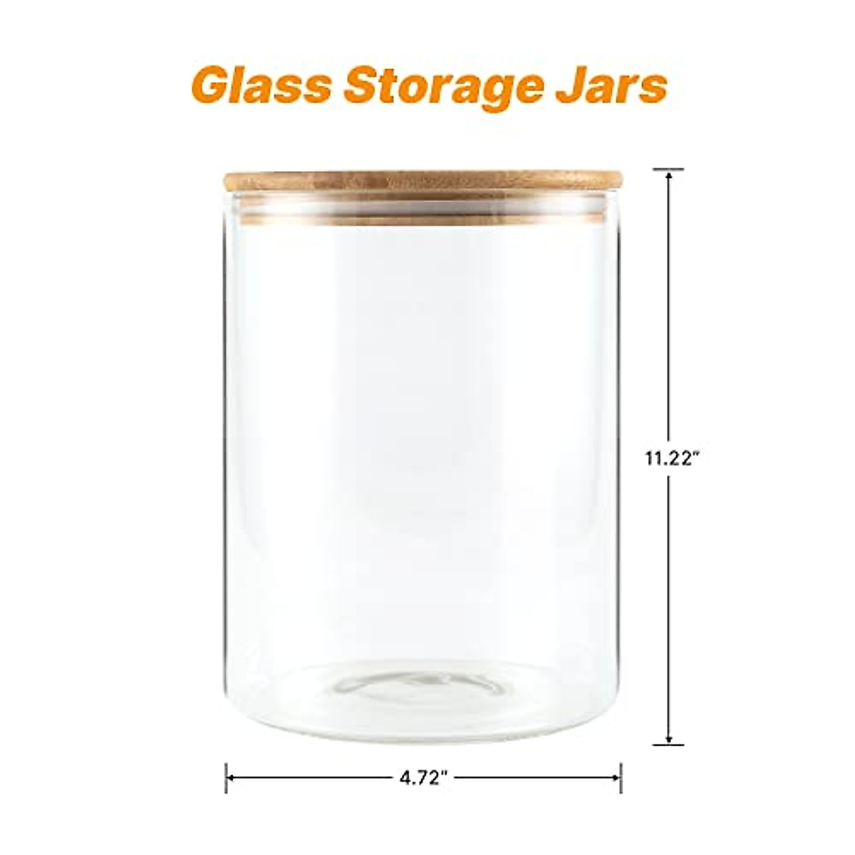 Glass Storage Jars,2 PACK -108oz/3200ml Clear Glass Food Storage Containers with Airtight Bamboo Lid Stackable Kitchen Canisters for Candy,Cookie,Rice,Sugar,Flour,Pasta,Nuts and Spice Jars