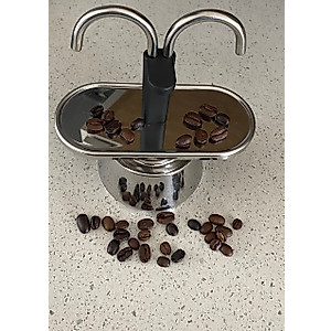 BRV Kitchen Mini 2 Cup Moka Pot - New Generation Great Flavored Italian Style - Delicious Espresso Coffee Maker - Easy to Use & Clean - Stainless Steel Silver