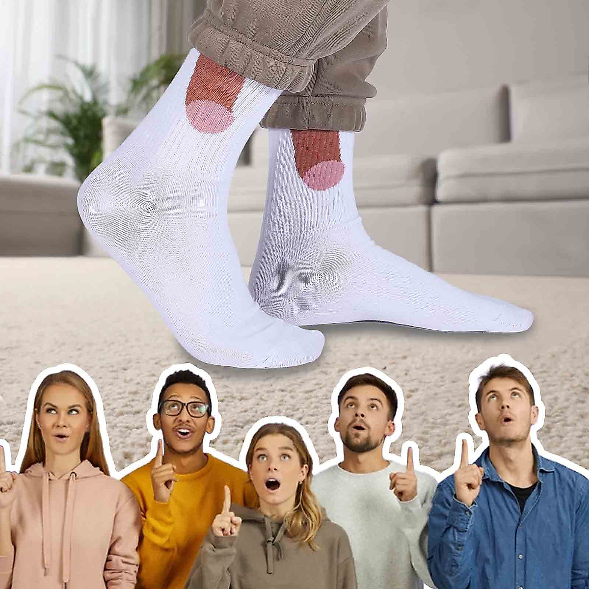 HAVMNO Show off Funny Colorful Novelty Socks ，Gag Christmas Brithday Gifts for Men and Women New Year