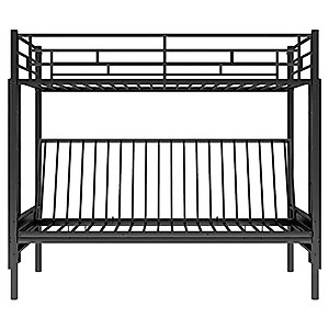 Twin Over Futon/Full Bunk Bed Convertible Metal Bunk Beds Couch and Bed for Kids Boys Girl Adults Teens Dorm, Black