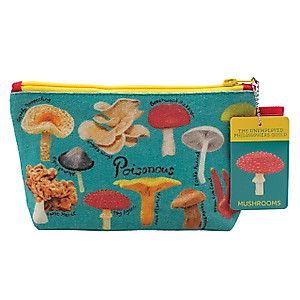 The Unemployed Philosophers Guild Mushroom Bag - 9" Canvas Zipper Toadstool and Nature Themed Pouch for Pencils, Tools, Cosmetics, Toiletries, and More