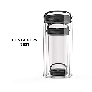 Prepara Evak Compact Glass Food Storage, 24 Ounce, Black