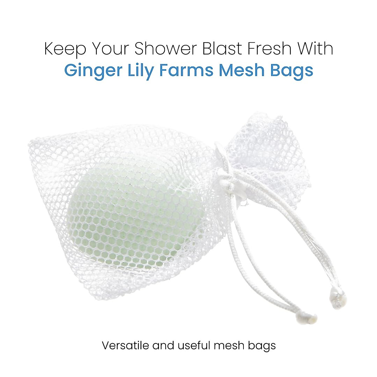 Ginger Lily Farms Botanicals Shower Blast Mesh Bag, Extends The Life Of Shower Blast, White, 12 Count