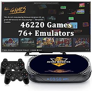 Game Consoles Built-in 46220 Retro Games, Retro Console with S905X4 Chip, Plug and Play Video Game Console for 4K TV, EmuELEC 4.6 Gaming System/Android TV 11 all in 2, Emulator Console Support WiFi/BT