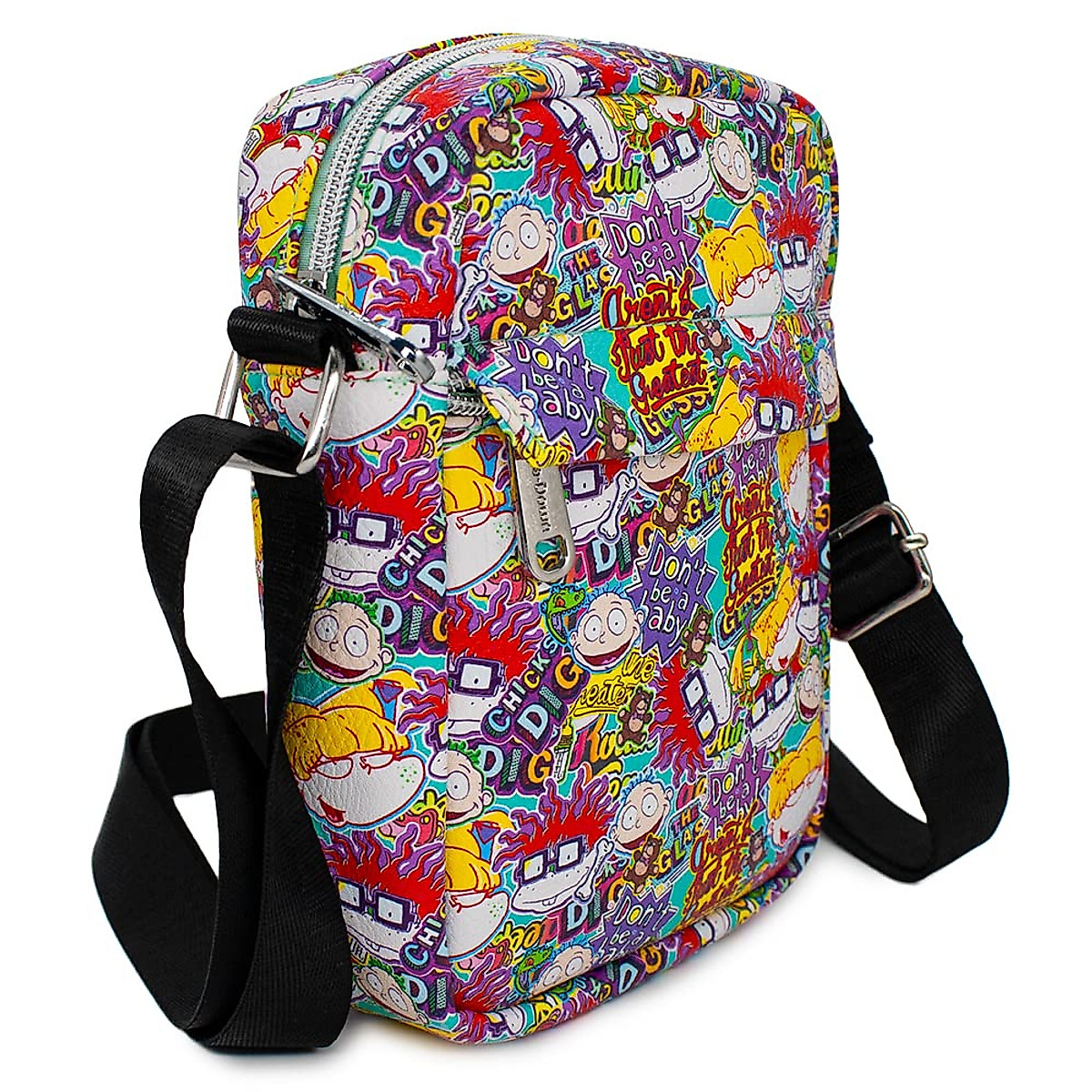 Buckle Down Nickelodeon Bag, Cross Body, Rugrats, Character Faces and Quotes Collage, Vegan Leather