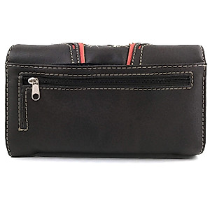 Zelris Design Western Country Cross Autumn Floral Crossbody Trifold Strap Wallet (Black)