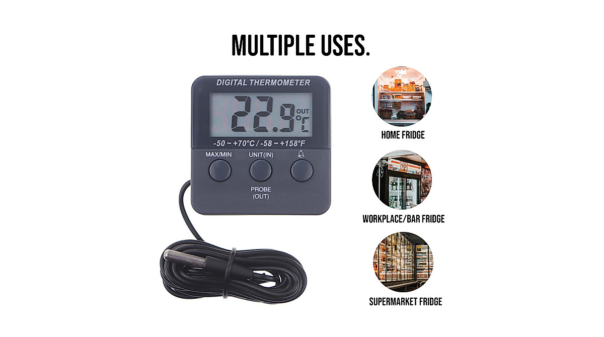 Digital Fridge Freezer Thermometer - Alert & Accuracy