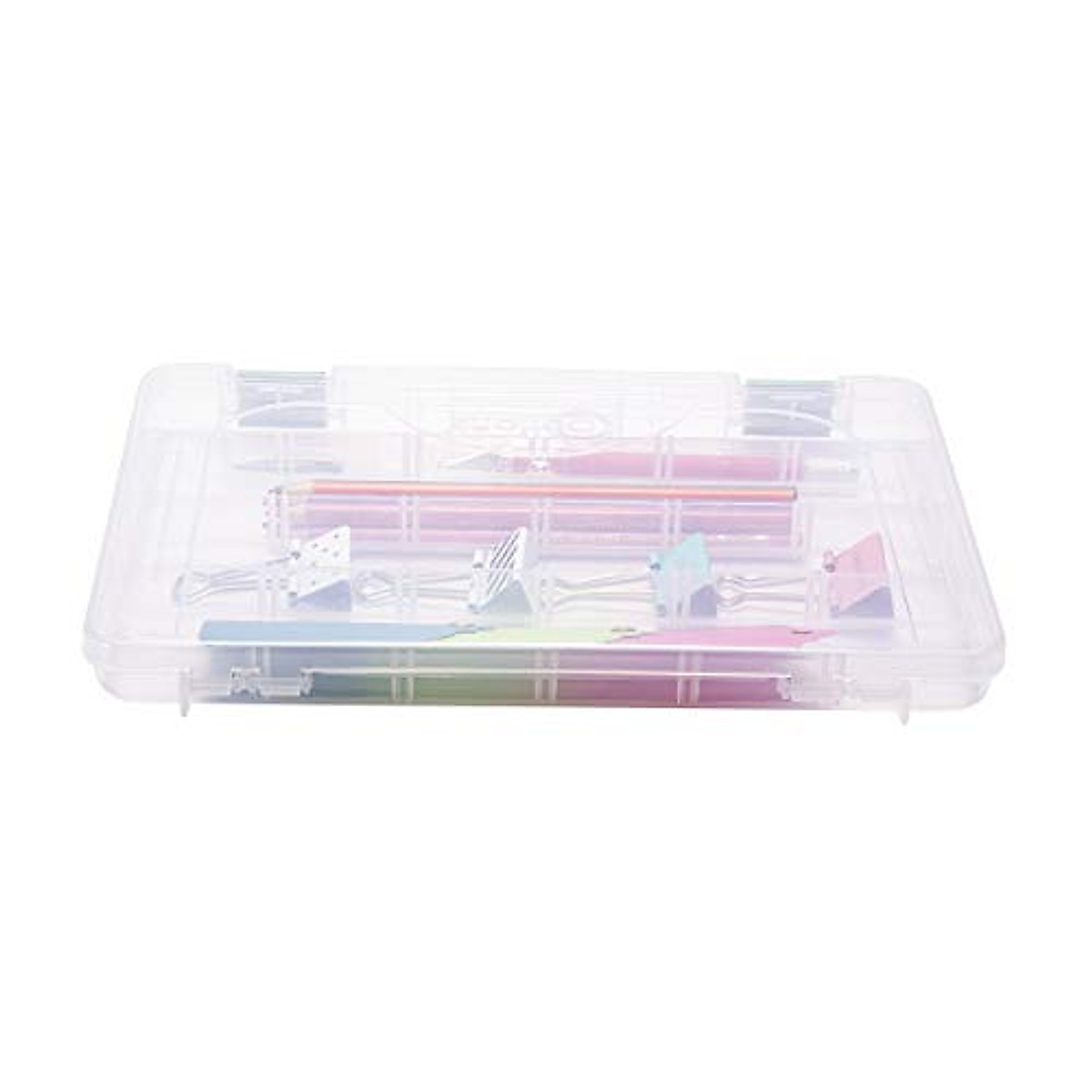 Medium Thin Utility Organizer with Adjustable Dividers | Transparent Organization Box For Small Parts, Batteries, & Jewelry Storage