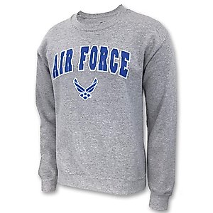 Armed Forces Gear United States Air Force Arched Wings Logo Crewneck Sweatshirt, Large (Grey)