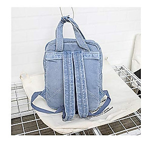 Girls Vintage Denim Backpack Jeans Daypack Bag Travel Bag Rucksack (Light Blue)